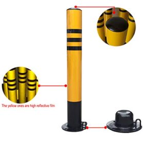 CAIMIAO Galvanized Steel Pipe Car Parking Space Lock Bollard,Anti-Rust/Black Yellow (Color : 76x500mm|Black Yellow)