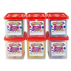 colorations wheat & gluten free dough, 6 classic colors, ea 1.5 lb | non-toxic, play dough, bulk set, sensory kit, party favors, classroom pack