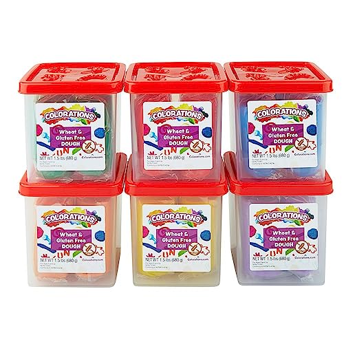 Colorations Wheat & Gluten Free Dough, 6 Classic Colors, ea 1.5 lb | Non-Toxic, Play Dough, Bulk Set, Sensory Kit, Party Favors, Classroom Pack