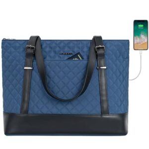 kroser laptop tote bag 15.6 inch with usb port, large work tote bag computer shoulder bag for women, laptop carrying case stylish handbag gift for office business travel(haze blue)