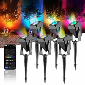 nopoor outdoor spot lights, ip65 waterproof outdoor lights rgb color changing spotlight, low voltage landscape lights work with alexa, outdoor uplights for yard garden patio halloween decorations