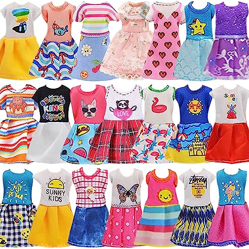 UNICORN ELEMENT 11 Packs 5.3 Inch - 6 Inch Girl Doll Clothes and Accessories, 3 Dresses, 3 Boy Doll Outfits (3 T-Shirt, 3 Pants), 2 Shoes, 1 Headset 1 Toy Dog 1 Computer(NO Doll)