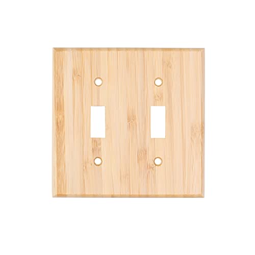 Solid Wood Light Switch Cover Double Toggle wall outlet covers wall plate Decorative for Bathroom Bedroom Kitchen Home, Standard Size 4.50" X 4.50"