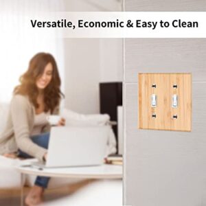 Solid Wood Light Switch Cover Double Toggle wall outlet covers wall plate Decorative for Bathroom Bedroom Kitchen Home, Standard Size 4.50" X 4.50"