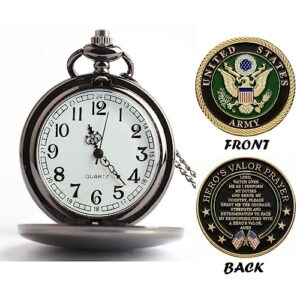 Jofanvin Gifts for Army,Pocket Watch for Army with Military ChanllengCoin,Best Veterans Day Gifts