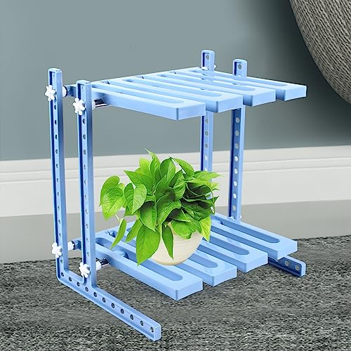 GXFCHYL Kitchen 2 Tier Storage Rack Under Sink Shelf, Blue Cooker Pot Pan Cabinet Holder