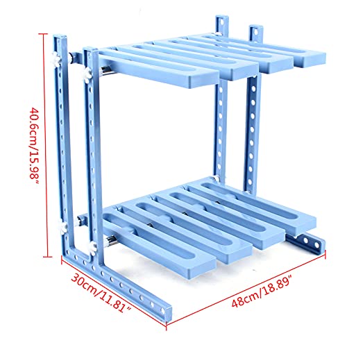 GXFCHYL Kitchen 2 Tier Storage Rack Under Sink Shelf, Blue Cooker Pot Pan Cabinet Holder