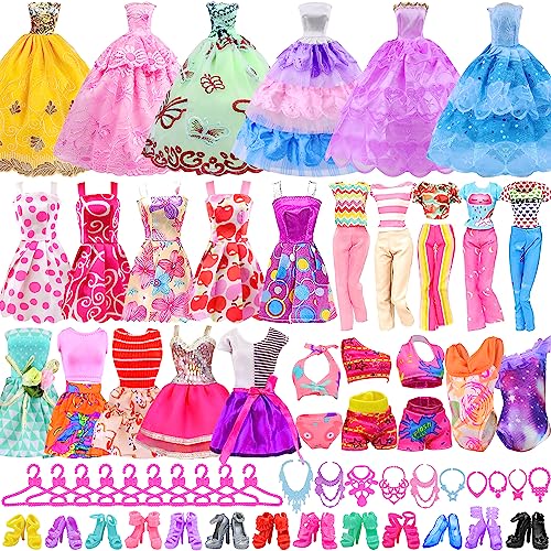 UNICORN ELEMENT 43 Pcs Doll Clothes and Accessories, Include 2 Skirts 2 Fashion Skirts 5 Mini Skirts 2 Swimwears 2 Fashions 10 Shoes 10 Hangers 10 Necklaces for 11.5 Inch Doll(NO Doll)