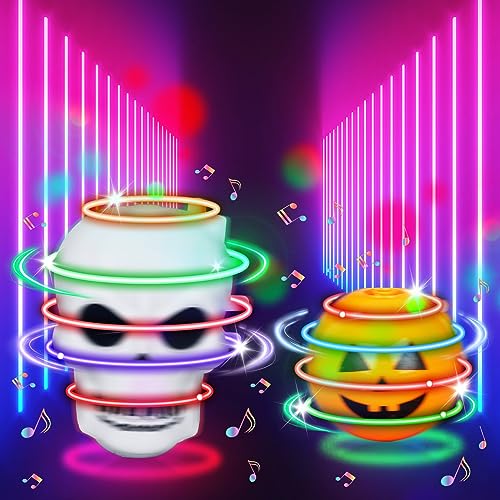 VOMAOK 4 Pack Halloween Spinning Top Toys with Flashing Lights and Music for Kids Boys Girls Halloween Party Favors Treats Prizes Halloween Goodie Bag Fillers Gifts