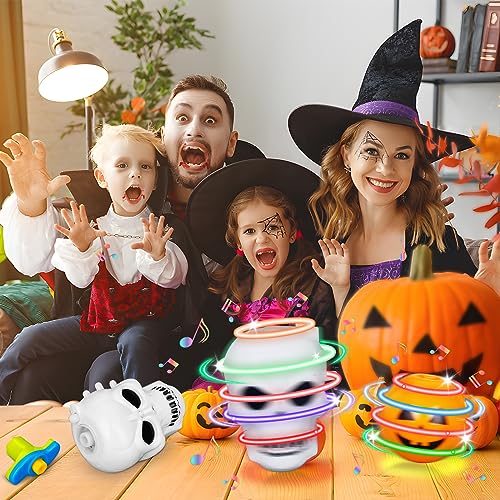 VOMAOK 4 Pack Halloween Spinning Top Toys with Flashing Lights and Music for Kids Boys Girls Halloween Party Favors Treats Prizes Halloween Goodie Bag Fillers Gifts