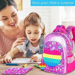 CCJPX Girls Backpack, 16" Kids Unicorn Bookbag and Lunch Box for Elementary School Toddler Kindergarten Preschool Purple