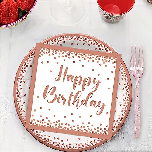 GREPARPY 30th Birthday Decorations Women Tableware - Rose Gold 30 And Fabulous Birthday Decorations Dinnerware, Thirty Birthday Plate, Napkin, Fork, Her 30-Year-Old Birthday Party Supplies | Serve 24