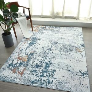 qd-udreamy 5x7 area rugs, machine washable rug 5' x 7', ultra-thin abstract modern area rug stain resistant anti slip backing rugs for living room bedroom