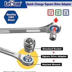 LABEAR- 4pcs Ratcheting Wrench to Square Drive Adapter Set