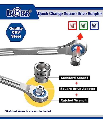 LABEAR- 4pcs Ratcheting Wrench to Square Drive Adapter Set