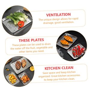 RORPOIR 2pcs Stainless Steel Drainer Bread Loaf Pan Toaster Oven Tray Roasting Pans for Ovens Baking Pan with Cooling Rack Cookie Sheets Wire Baking Mat Drain Dishes Baking Sheet Bakeware