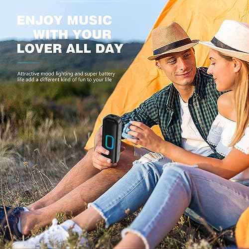 Bluetooth Speakers, Portable Speakers Bluetooth Wireless with 20W Loud Stereo Sound, IPX7 Waterproof Shower Speakers, TWS Loud Party Speakers, Multi-Colors Lights, 15 Hrs Playtime for Indoor&Outdoor