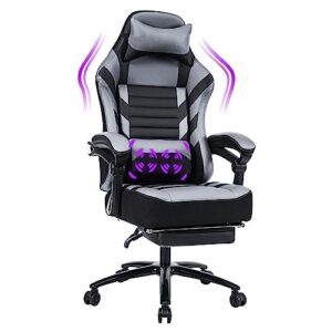 fantasylab big and tall gaming chair 400lb gaming chair with footrest massage gaming chair memory foam adjustable tilt back angle and arm high