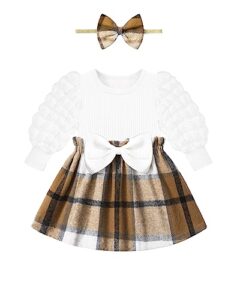 qaoerde baby girl dresses 12-18 months baby girl dress puff sleeve brown plaid dress baby girls' dresses baby dresses 12-18 months baby girl fall dress baby girl winter dress thanksgiving outfit