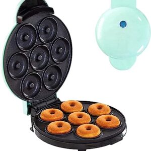 Mini Donut Maker Machine 7 Holes, Electric Donut Press Machine, Small Doughnut Maker, Electric Non-Stick & Double-sided Heating Donut Maker Machine, for Kid-Friendly Breakfast Desserts Cake (Emerald)