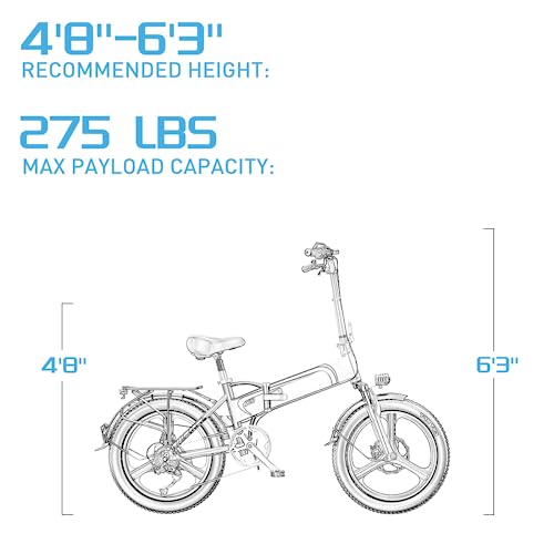 Electric Bike,Adult Folding Ebikes 500W Motor 48V 10.4AH Samsung Battery,20"*2.4"Fat Tires Electric Bicycle,Front Shock Absorber, 7-Speed E Bike