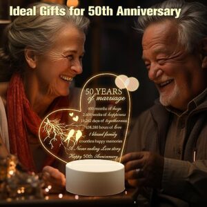 BeauGift 50th Anniversary Wedding Gifts for Couple, 50 Years Golden Anniversary Marriage Gifts for Her Him, Happy Anniversary Romantic Gifts, 50th Anniversary Night Light Gifts for Wife from Husband