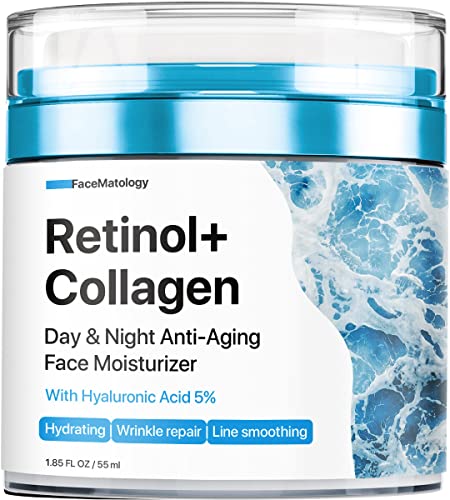 Face Moisturizer Retinol Cream - Men and Women Anti-Aging Day & Night Neck Décolleté with Retinol, Collagen Hyaluronic Acid Hydrating Wrinkle Repair Safe for All Skin Types