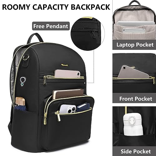 Laptop Backpack Women Travel Bag - 15.6 Inch Convertible Computer Backpack Purse for Women Fashion Nurse Work Bags Anti Theft School Shoulder Handbag Waterproof Teacher Bookbag for College Girls Black