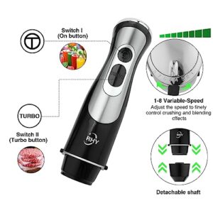 𝐑𝐇𝐘 Electric Immersion Hand Blender Blender Mixer 𝟓 𝐢𝐧 𝟏 hand blender Electric Immersion with Stainless Steel Blades 500W power, with 4 Interchangeable blades, suitable for vegetables, fruits, milkshakes, coffee.