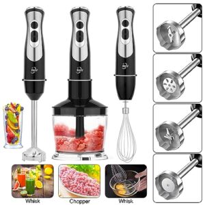 𝐑𝐇𝐘 Electric Immersion Hand Blender Blender Mixer 𝟓 𝐢𝐧 𝟏 hand blender Electric Immersion with Stainless Steel Blades 500W power, with 4 Interchangeable blades, suitable for vegetables, fruits, milkshakes, coffee.