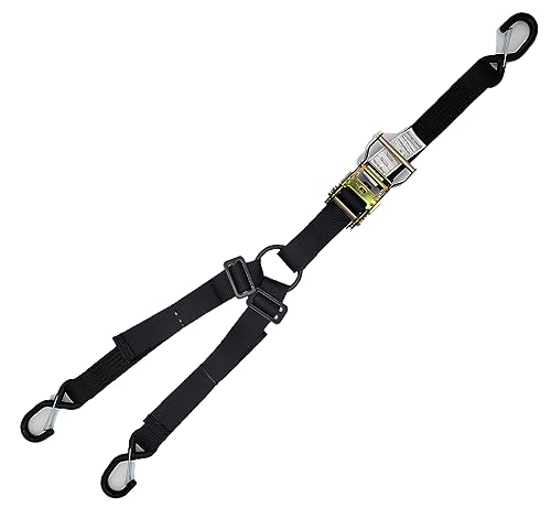 Spare Tire Strap, 3 Way Ratchet Y Strap, 1.5 inch Wide Adjustable, Tire Tie Down Strap for UTV or Truck Tires, Color Black