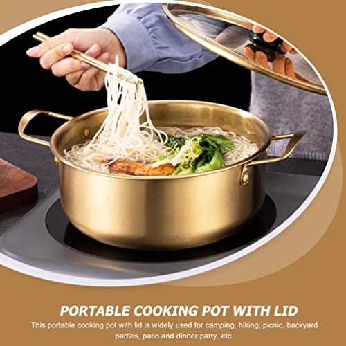 Sauce Pan Ramen Pot Korean Noodle Pot Stainless Steel Saucepans Fast Noodles Cooking Pots Soup Pot Noodle Cooker Boiler with Handle Lid for Soup Pasta Egg 18cm Stainless Steel Pan