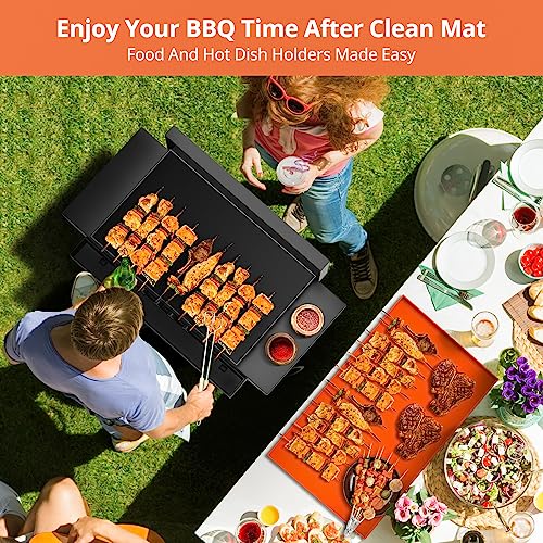 Griddle Mat Silicone for Blackstone 28 Inch Griddle, Food Grade Silicone Griddle Buddy Mat Cover, Heavy Duty Reusable Griddle Top Protector for All Season Outdoor, Extend Service Life - Orange