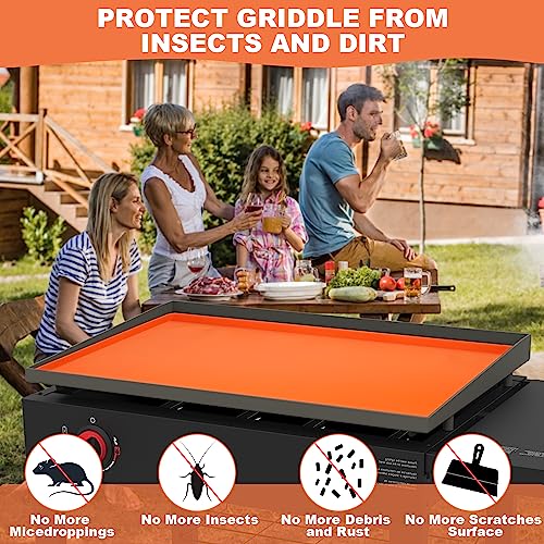 Griddle Mat Silicone for Blackstone 28 Inch Griddle, Food Grade Silicone Griddle Buddy Mat Cover, Heavy Duty Reusable Griddle Top Protector for All Season Outdoor, Extend Service Life - Orange