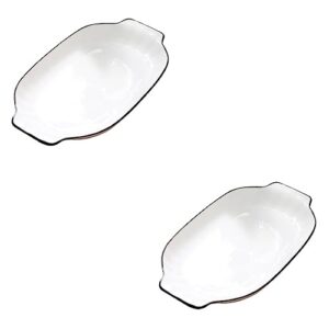 hemoton 2pcs bread cheese bread baking pan cake baking pans ceramic baking dish cooking pan broiler pan for oven ceramic bakeware hotel ceramic bakeware appetizer ceramic bowl plate salad