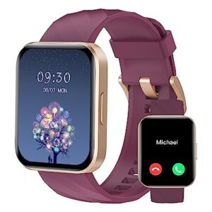 RUIMEN Smart Watches for Women Men (Answer/Make Calls) Compatible with iPhone/Android Phones, 2023 Ver. 1.85" HD Screen Fitness Tracker Heart Rate Monitor 100+ Sports Tracker Watch Waterproof (Purple)