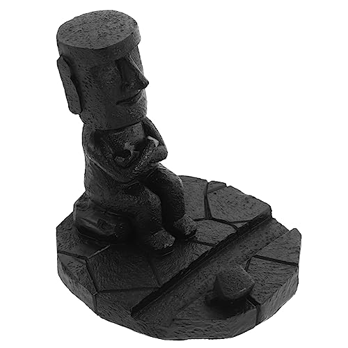 VOSAREA Creative Island Stone Statue Bracket Telephone Stand for Office Desk Table Top Decor Home Accessories Decor Moai Statue Desktop Moai Statue Moai Phone Stand Household Ornaments