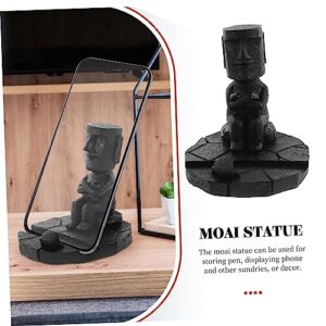 VOSAREA Creative Island Stone Statue Bracket Telephone Stand for Office Desk Table Top Decor Home Accessories Decor Moai Statue Desktop Moai Statue Moai Phone Stand Household Ornaments