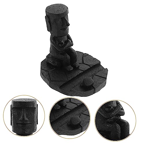 VOSAREA Creative Island Stone Statue Bracket Telephone Stand for Office Desk Table Top Decor Home Accessories Decor Moai Statue Desktop Moai Statue Moai Phone Stand Household Ornaments