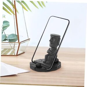 VOSAREA Creative Island Stone Statue Bracket Telephone Stand for Office Desk Table Top Decor Home Accessories Decor Moai Statue Desktop Moai Statue Moai Phone Stand Household Ornaments