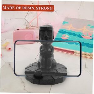 VOSAREA Creative Island Stone Statue Bracket Telephone Stand for Office Desk Table Top Decor Home Accessories Decor Moai Statue Desktop Moai Statue Moai Phone Stand Household Ornaments