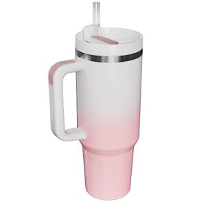 dapperlin 40oz stainless steel vacuum insulated tumbler with lid and straw for water, iced tea or coffee, smoothie and more (powder blusher)