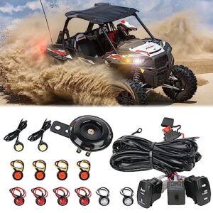 loud utv horn kit,rzr horn kit with turn signal rocker switch 12v for polaris rzr ranger, pro xp, can am, up to 2021+