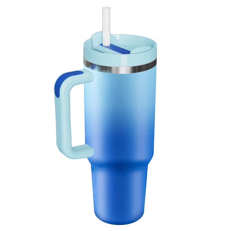 Dapperlin 40oz Stainless Steel Vacuum Insulated Tumbler with Lid and Straw for Water, Iced Tea or Coffee, Smoothie and More (Sky Blue)