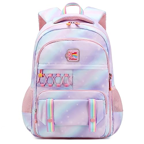 KIDNUO Girls Backpack 15.6 Inch Laptop School Bag Cute Kids Kindergarten Elementary Backpacks Middle Schoolbag Large Bookbags for Women Teens Students Anti Theft Travel Daypack (Purple)