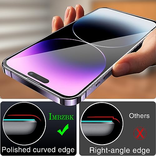 IMBZBK 3 Pack Screen Protector for iPhone 14 Pro Tempered Glass with 3 Pack Camera Lens Protector, Accessories 9H Anti Scratch for Apple 14 Pro, 2.5D Curved, Case Friendly, Transparent