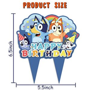 Blue Dog Birthday Party Supplies, Blue Party Decorations Cake Topper for Kid, Boys and Girls Happy Birthday Cupcake Toppers