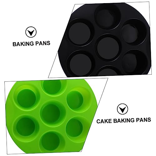 Hemoton 2pcs Cake Pan Chocolate Chip Muffins Bread Baking Pan Silicone Candle Mold Silicone Baking Tray Egg Tart Tin Cupcake Tin Silicone Cake Pans Dessert Moulds 7-holes Cake Pans Oven