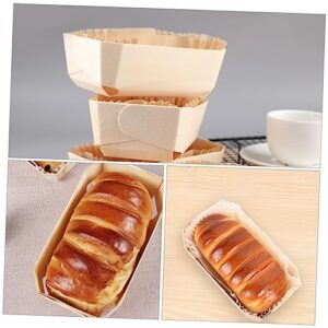 Hemoton 10pcs Wooden Toast Box Disposable Baking Pan Donut Mold Tray Mold Paper Bread Pan Toast Baking Pans Rectangular Bread Pan Western Dessert Mold Durable Cake Molds Oven Bakeware Food