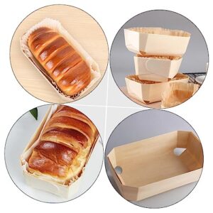 Hemoton 10pcs Wooden Toast Box Disposable Baking Pan Donut Mold Tray Mold Paper Bread Pan Toast Baking Pans Rectangular Bread Pan Western Dessert Mold Durable Cake Molds Oven Bakeware Food